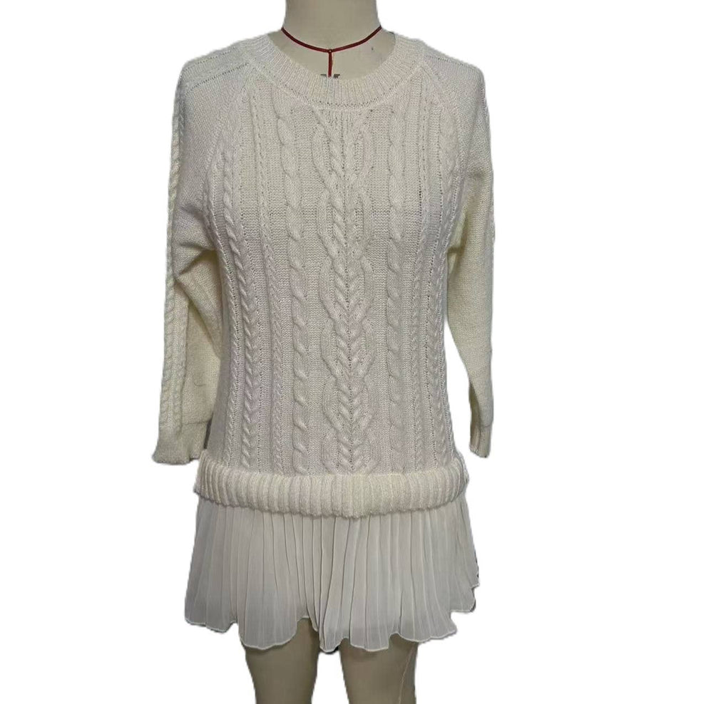 Fashion Patchwork Mesh Cable Knit Sweater Dress – CARAES CLOSET